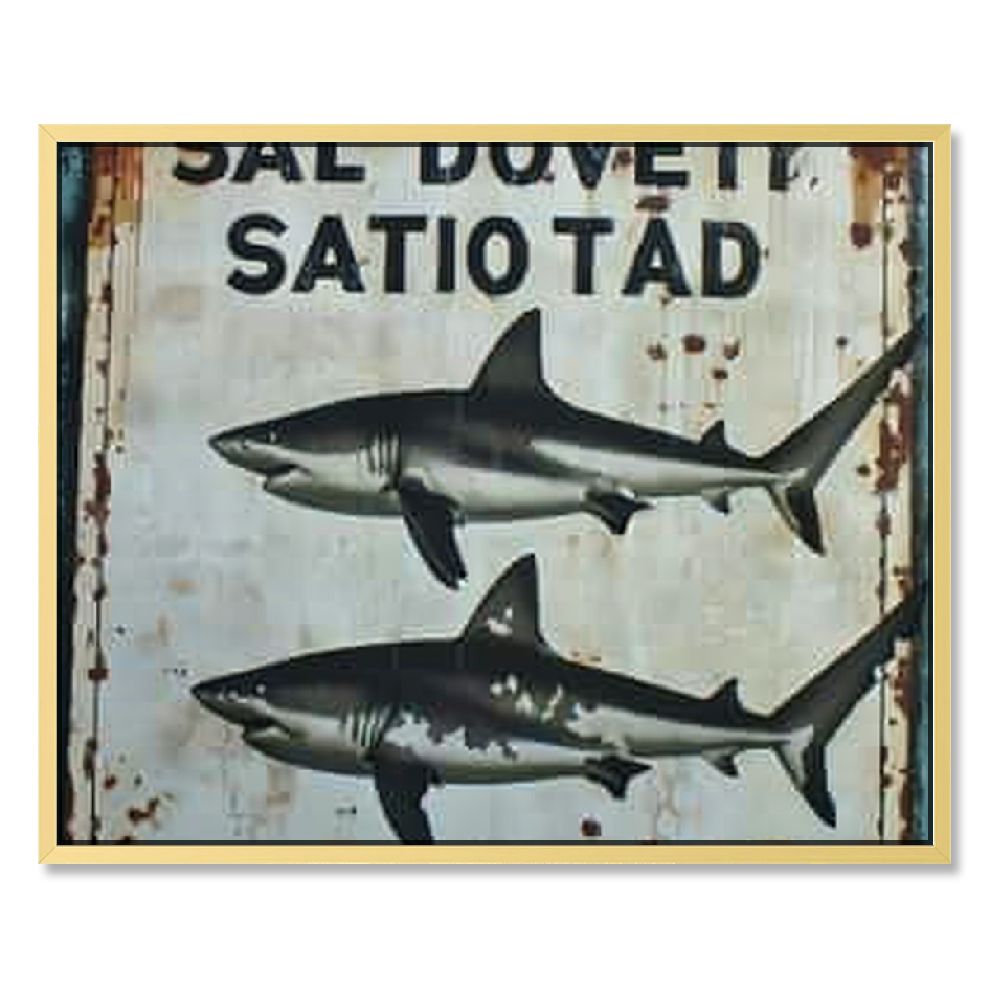 Tin Sign | Metal Plaque Swimming Pool Shark Warning Fun Decorative Wall ...