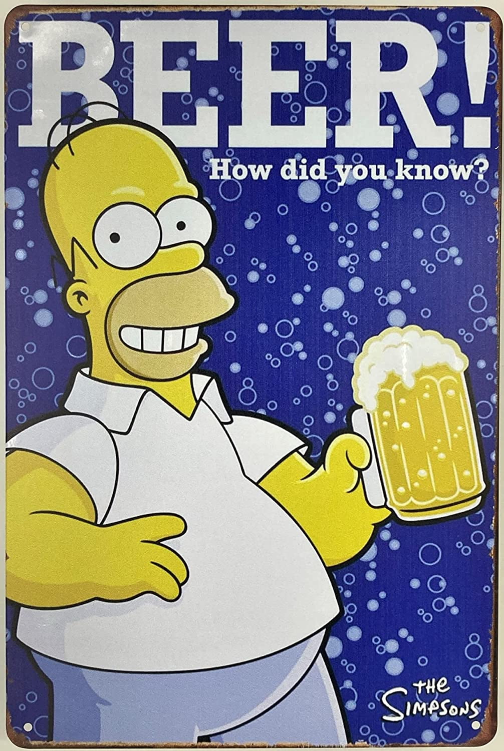Tin Sign | Metal Wall Poster | Homer Simpson Drinking Beer 8 x 12 in ...