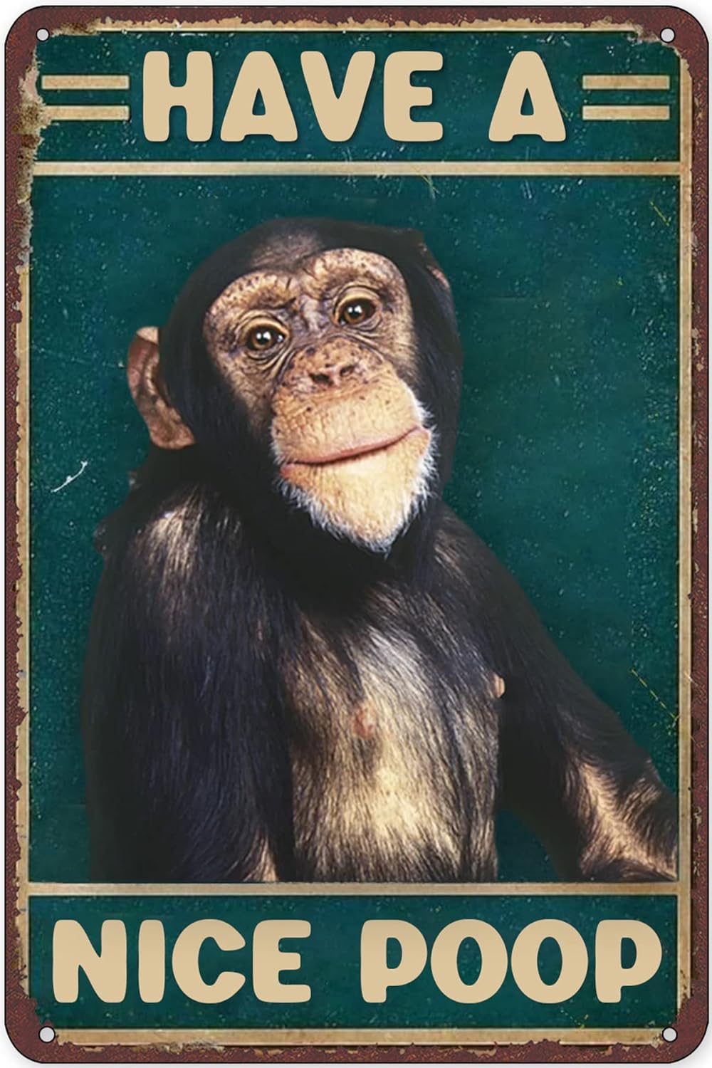 Tin Sign Monkey Have A Nice Poop Bathroom Restroom Wall Metal Tin Sign ...