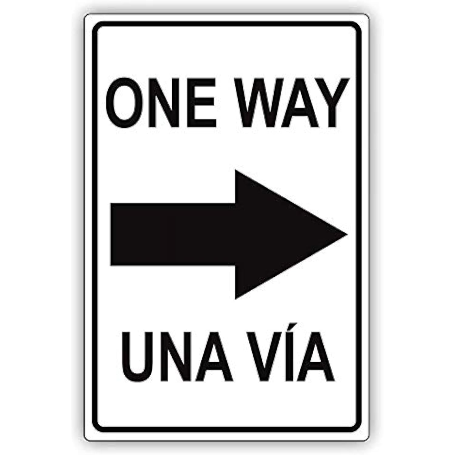 Tin Sign-ONE Way Right Arrow Sign, Eletina Warning, English Spanish ...