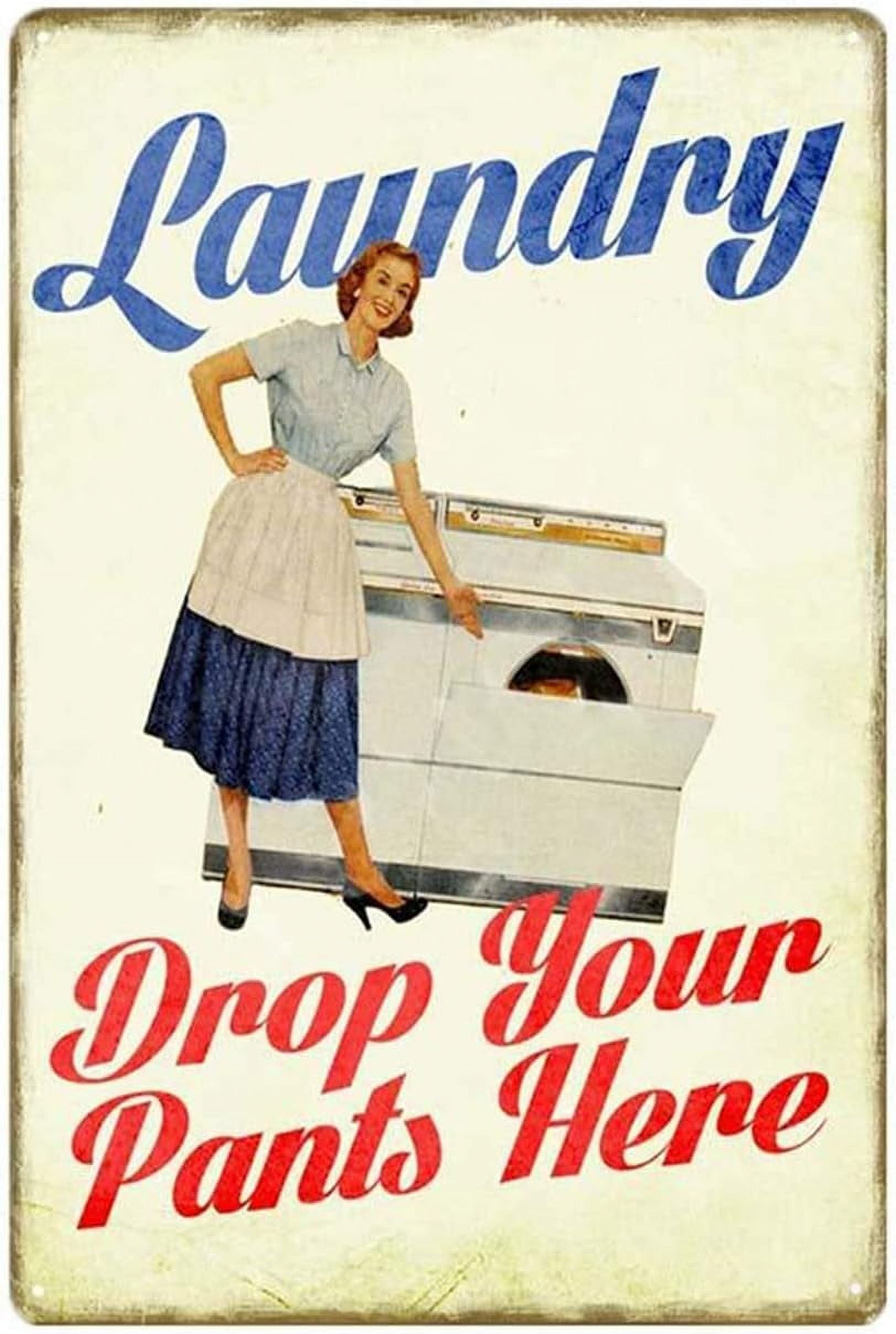 Tin Sign - Pin Up Girl Laundry Drop Your Pants Here Iron Poster Wall ...