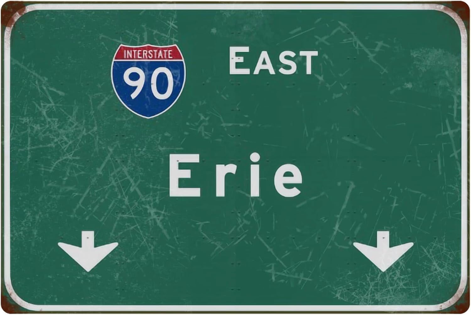Tin Sign Retro East Erie Interstate 90 Highway Direction Sign ...