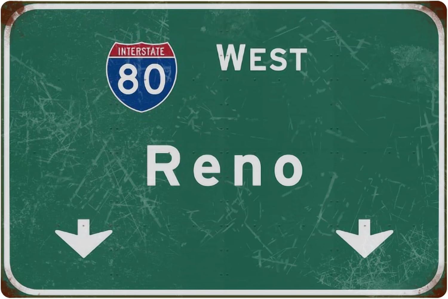 Tin Sign Retro West Reno Interstate 80 Direction Direction Sign Airport ...
