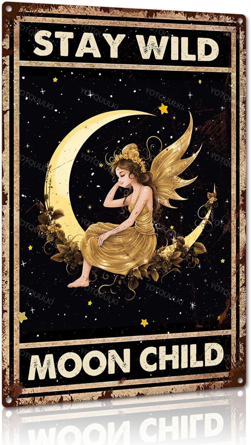 Tin Sign Stay Wild Moon Child Metal Signs Vintage Women Art Plaque for ...