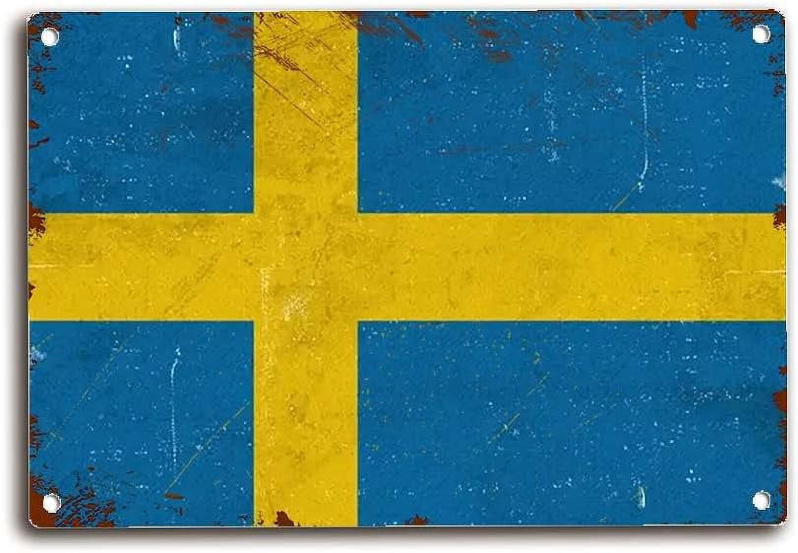 Tin Sign Swedish National Flag Swedish National Flag Art Swedish ...
