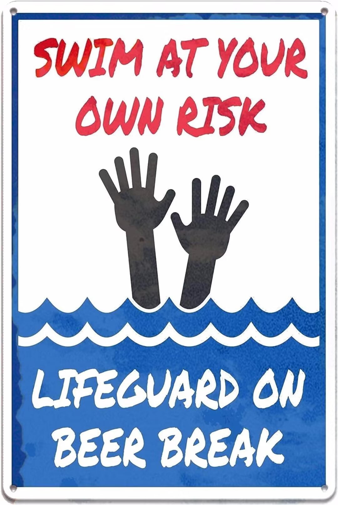 Tin Sign Swim-Lifeguard-Break-Vintage-Metal Swim at Your Own Risk ...