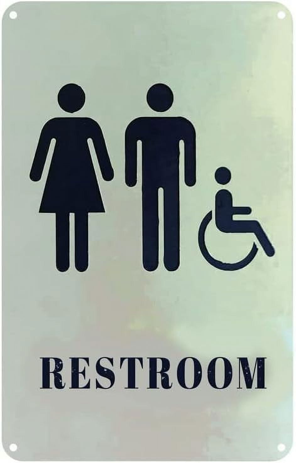 Tin Sign Unisex Restroom Sign with Men / Women / Handicap Accessible ...