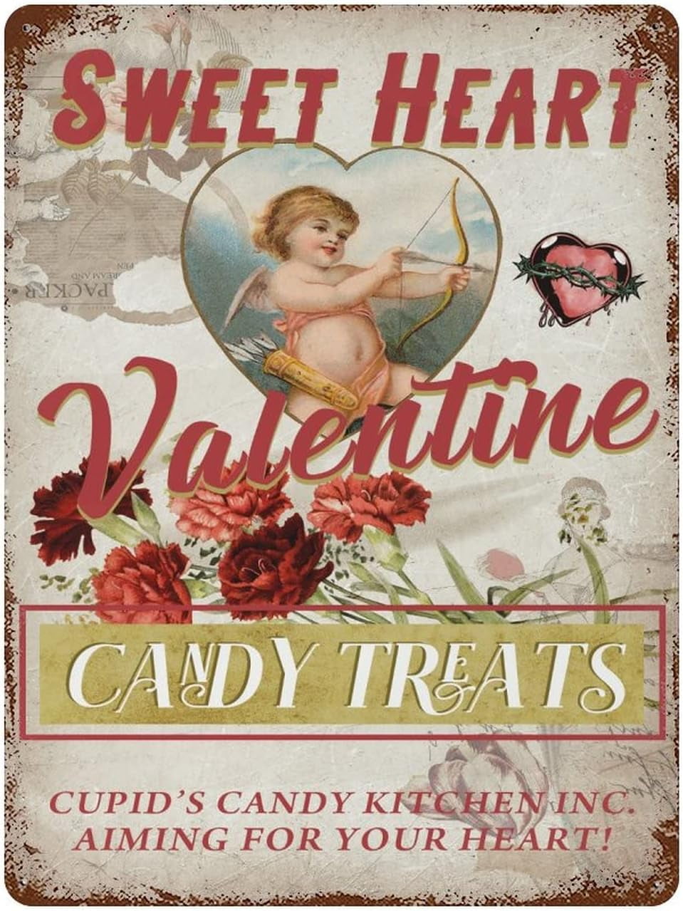 Tin Sign Victorian Vintage Style Cupids Heart Valentines Day Patio ...