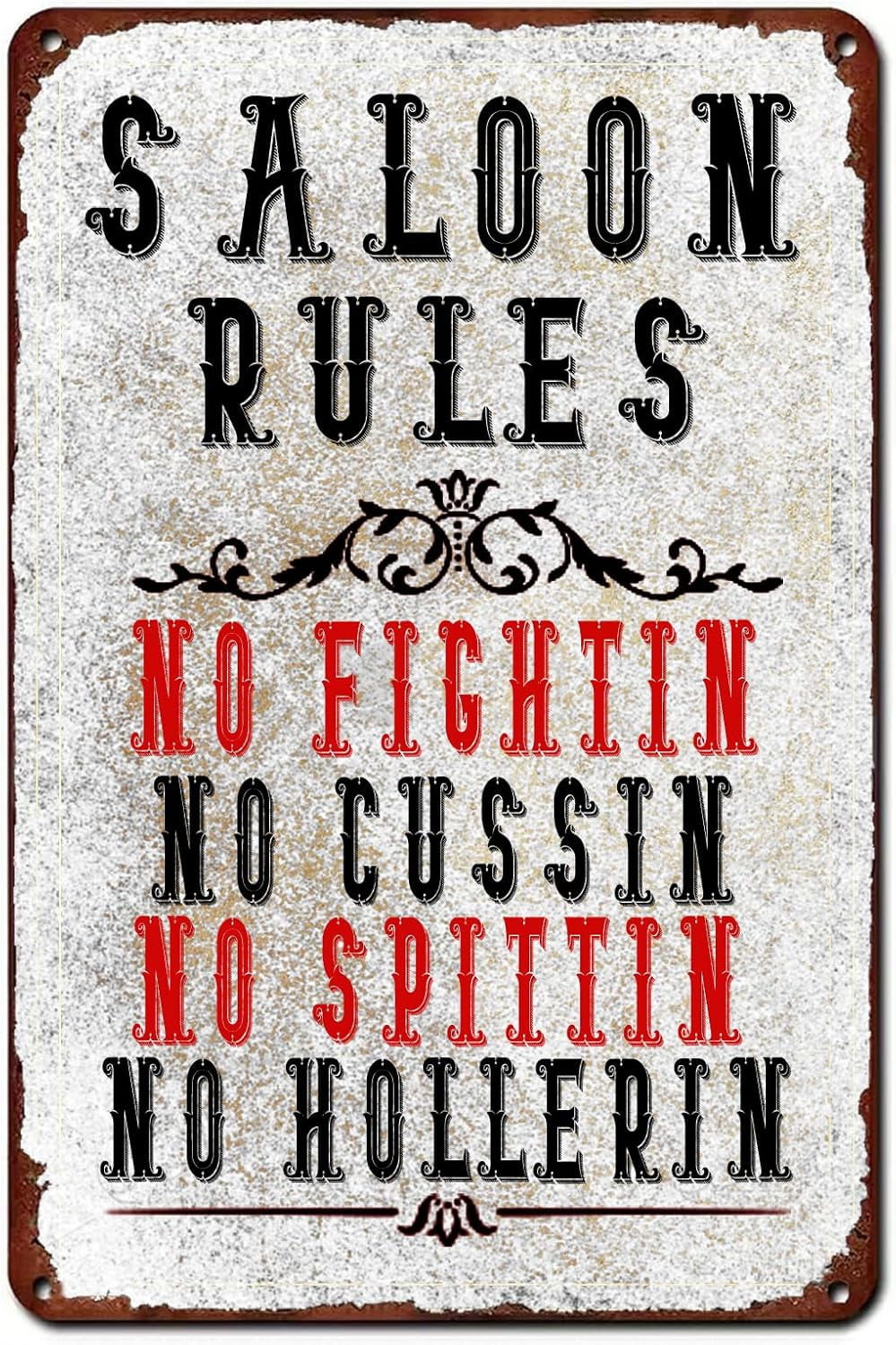 Tin Sign-Vintage Bar Rules Metal Tin Sign - No Fighting, Swearing. Wall ...