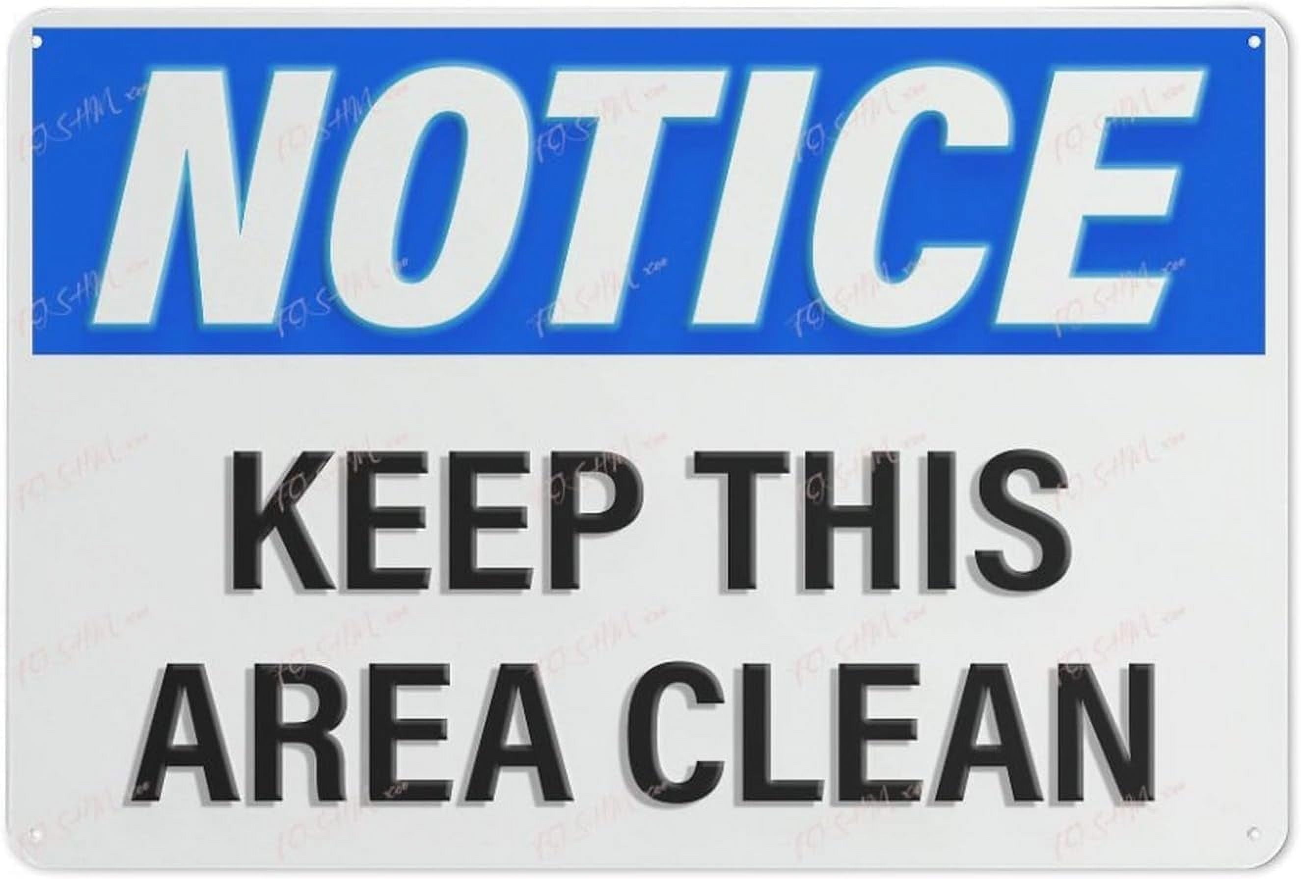 Tin Sign Vintage Tin Poster Notice Keep This Area Clean Sign Indoor ...