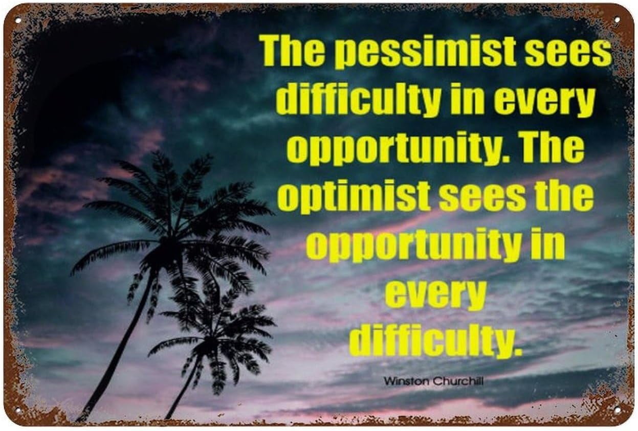 Tin Sign Vintage Tin Poster Winston Churchill Pessimist Optimist Sees ...
