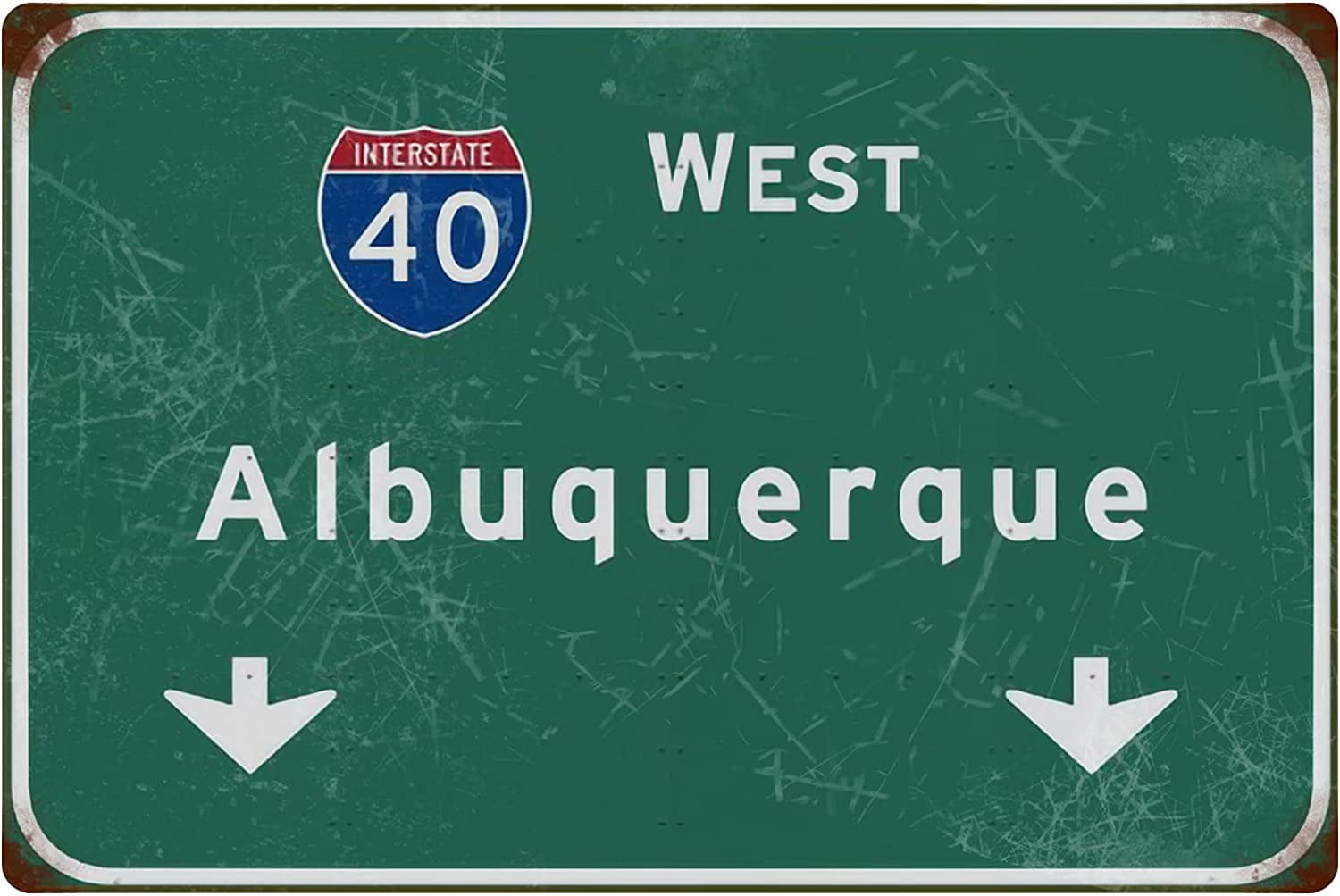 Tin Sign Vintage West Albuquerque Interstate 40 Direction Sign ...