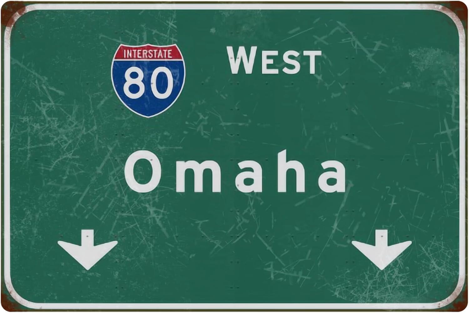 Tin Sign Vintage West Omaha Interstate 80 Direction Sign Indicating ...