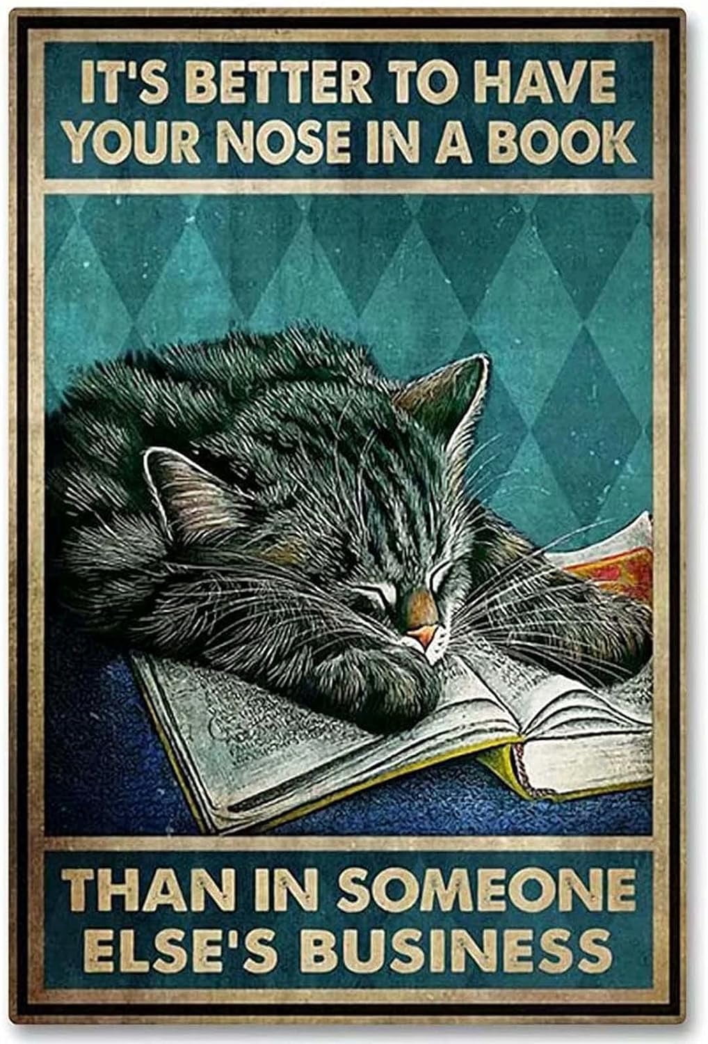 Tin Sign Vintage -Your Nose in A Book- Suitable for The Room Living ...