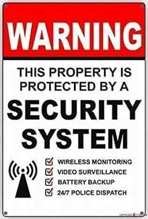 Wall Decor Sign Warning Property Protected by Securoty System Wireless ...