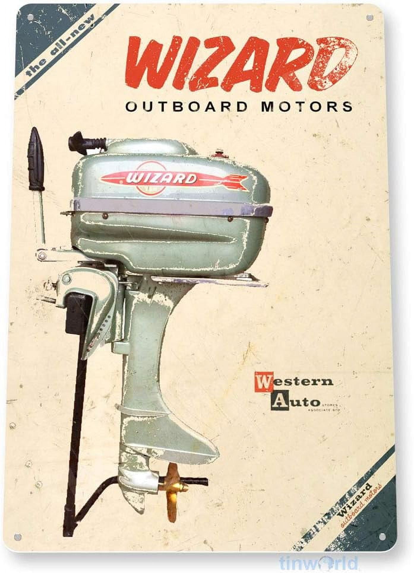 Tin Sign: Wizard Outboard Motors Boating Marina Metal Décor D020 ...