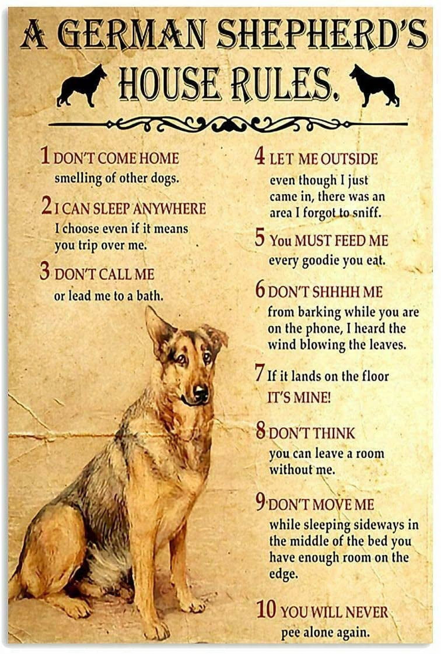 Tin Signs - A German Shepherd's House Rules Funny Metal Tin Sign Wall ...