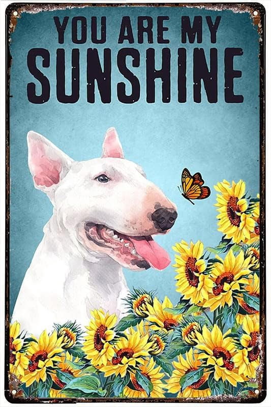 Tin Signs Bar Wall Decor Bull Terrier Sunflower You Are My Sunshine ...