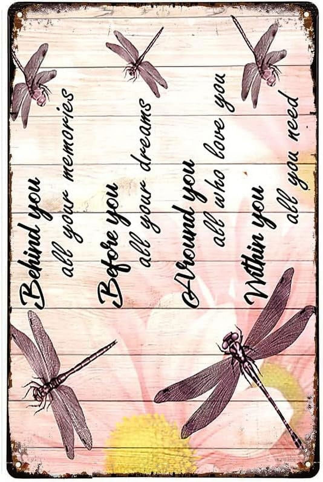 Tin Signs Bar Wall Decor Dragonfly Behind You All Your Memories Hippie ...
