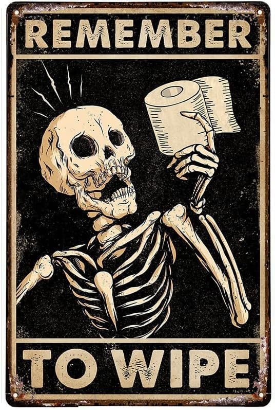 Tin Signs Bar Wall Decor Remember to Wipe Skeleton Tin Sign Metal ...