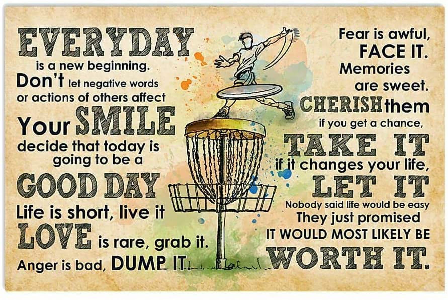 Tin Signs - Disc Golf Everyday is New Beginning Aesthetic Room Decor ...