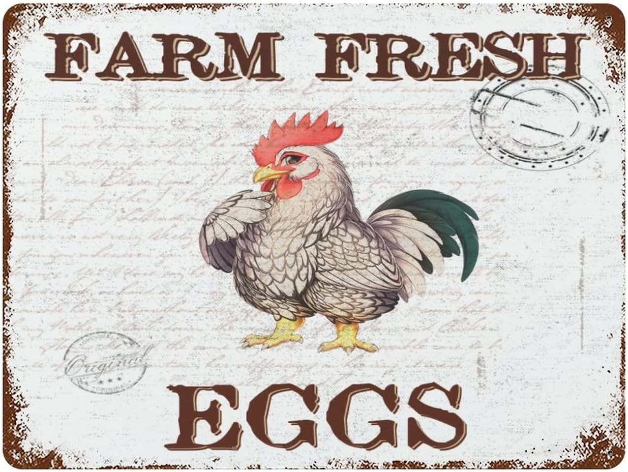 Tin Signs Farm Fresh Eggs Vintage Metal Tin Sign, Poultry Chicken Hen ...
