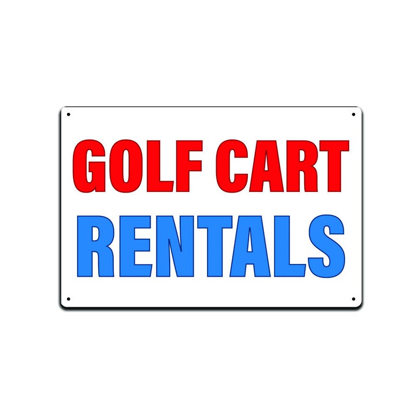 Tin Signs Golf Course Warning Metal Sign Golf Cart Rentals SIZE: 8" x ...