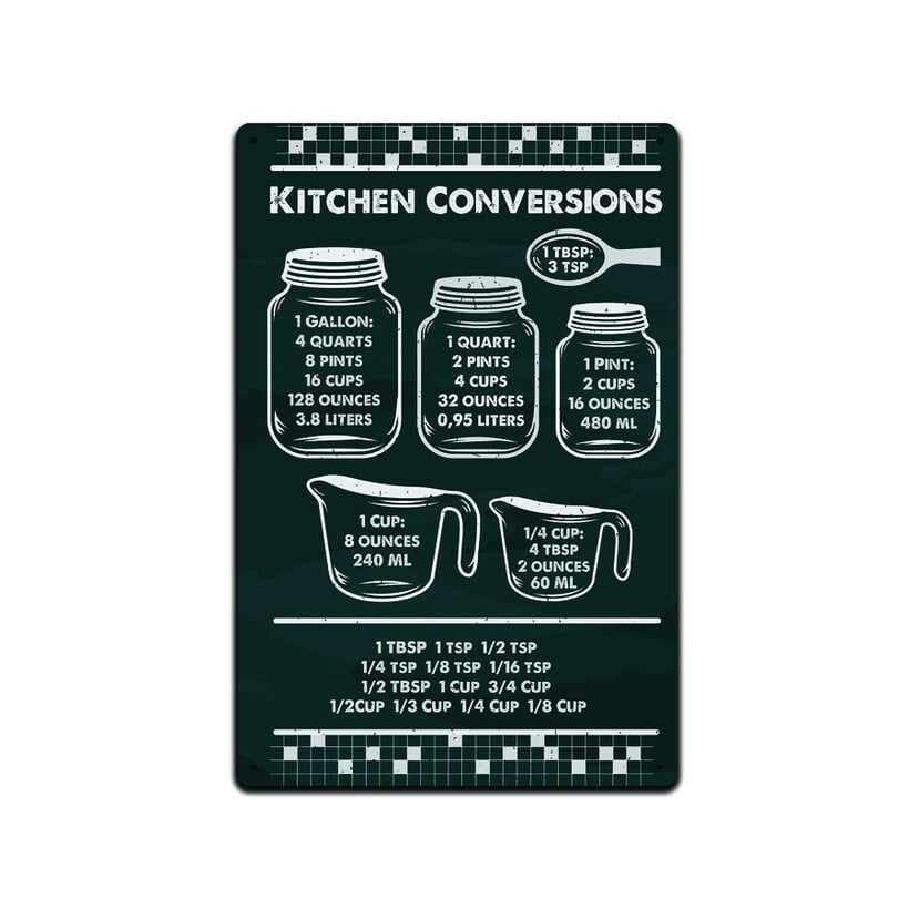 Tin Signs Home Wall Decor Metal Sign Measurement Kitchen Conversion ...