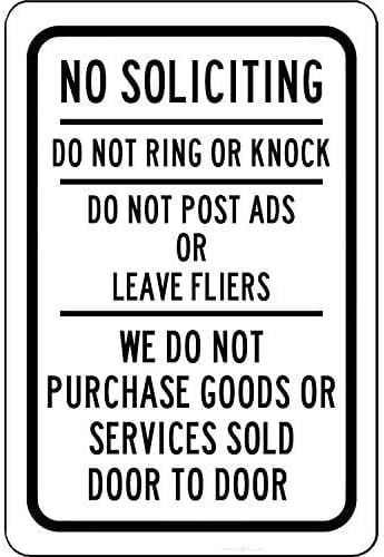 Tin Signs No Soliciting We Do Not Purchase Goods Sold Door to Door ...