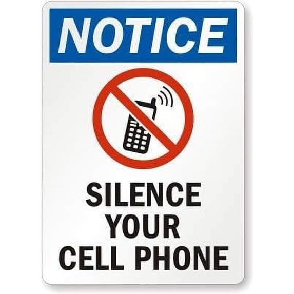 Tin Signs Notice - Silence Your Cell Phone (with No Cell Phone Graphic ...