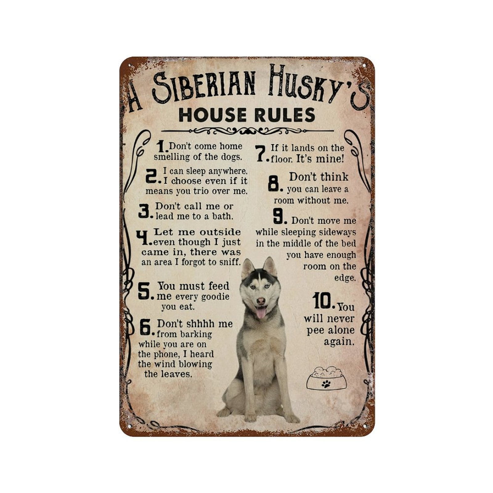 Tin Signs Retro A Siberian Husky’S House Rules For Lovers Art ...