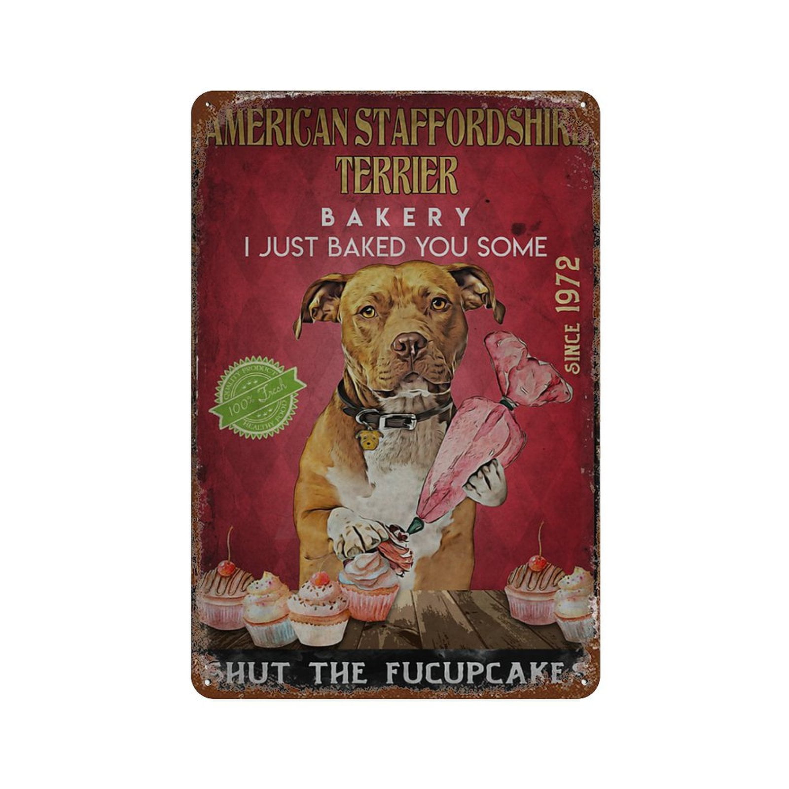 Tin Signs Retro American Staffordshire Terrier Fucupcakes Art ...