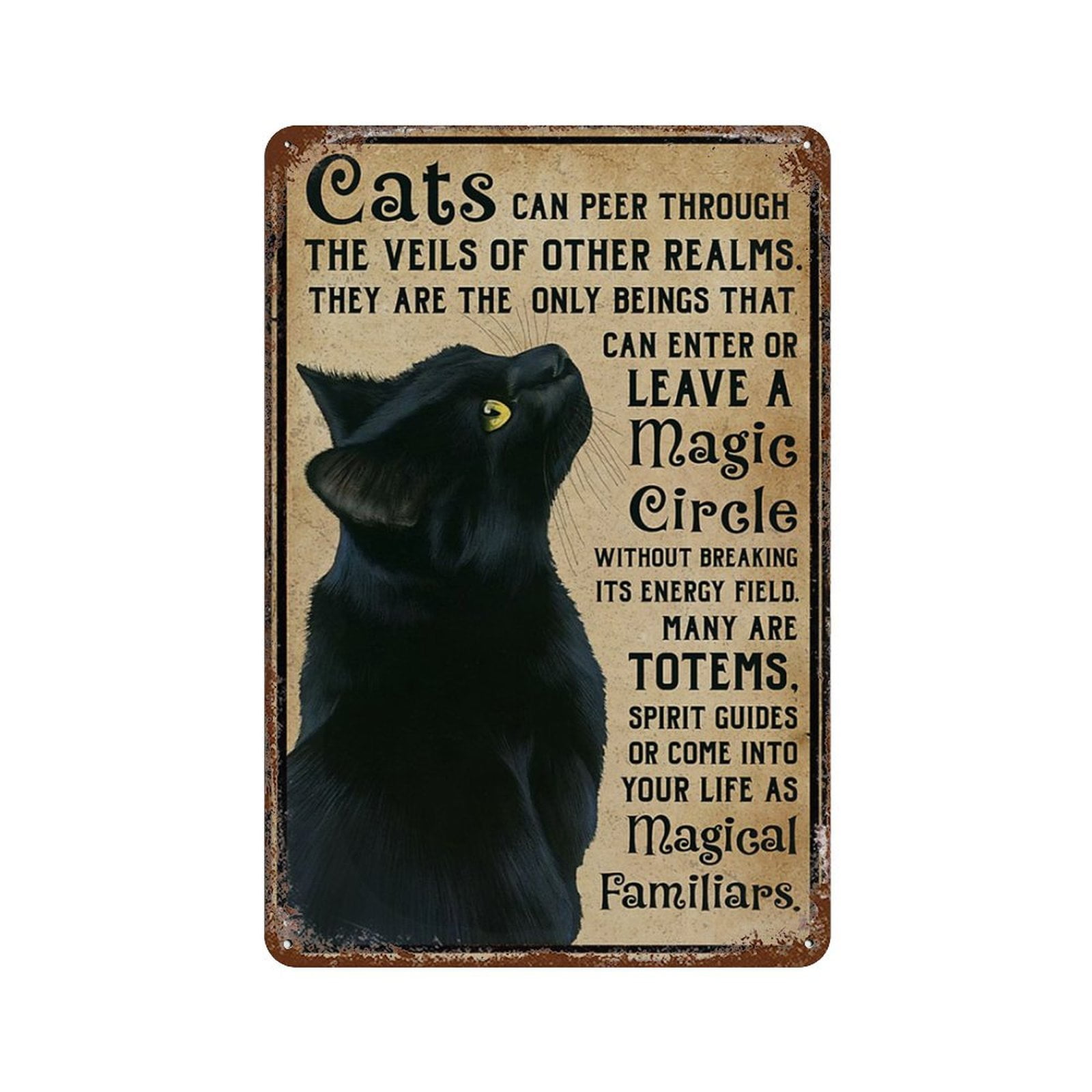 Tin Signs Retro Magical Familiars Black Cat Funny Tin Signs Man Cave ...