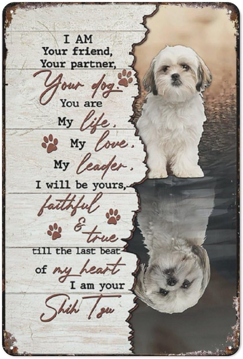 Tin Signs Retro Shih Tzu Portrait- Shih Tzu Painting Room Man Cave Art ...