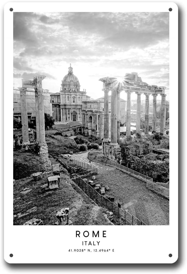 Tin Signs Rome Italy Travel Black And White Roman Ruins Roman Landmarks ...
