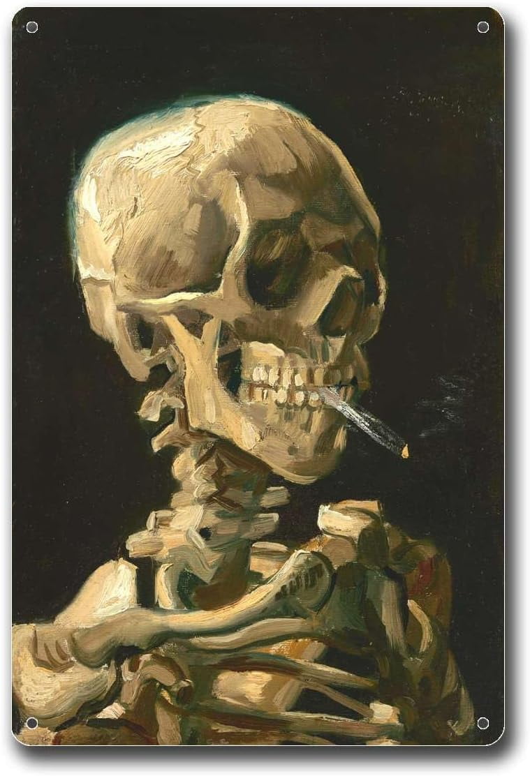 Tin Signs Skull With Burning Cigarette Vincent Van Gogh Suitable for ...