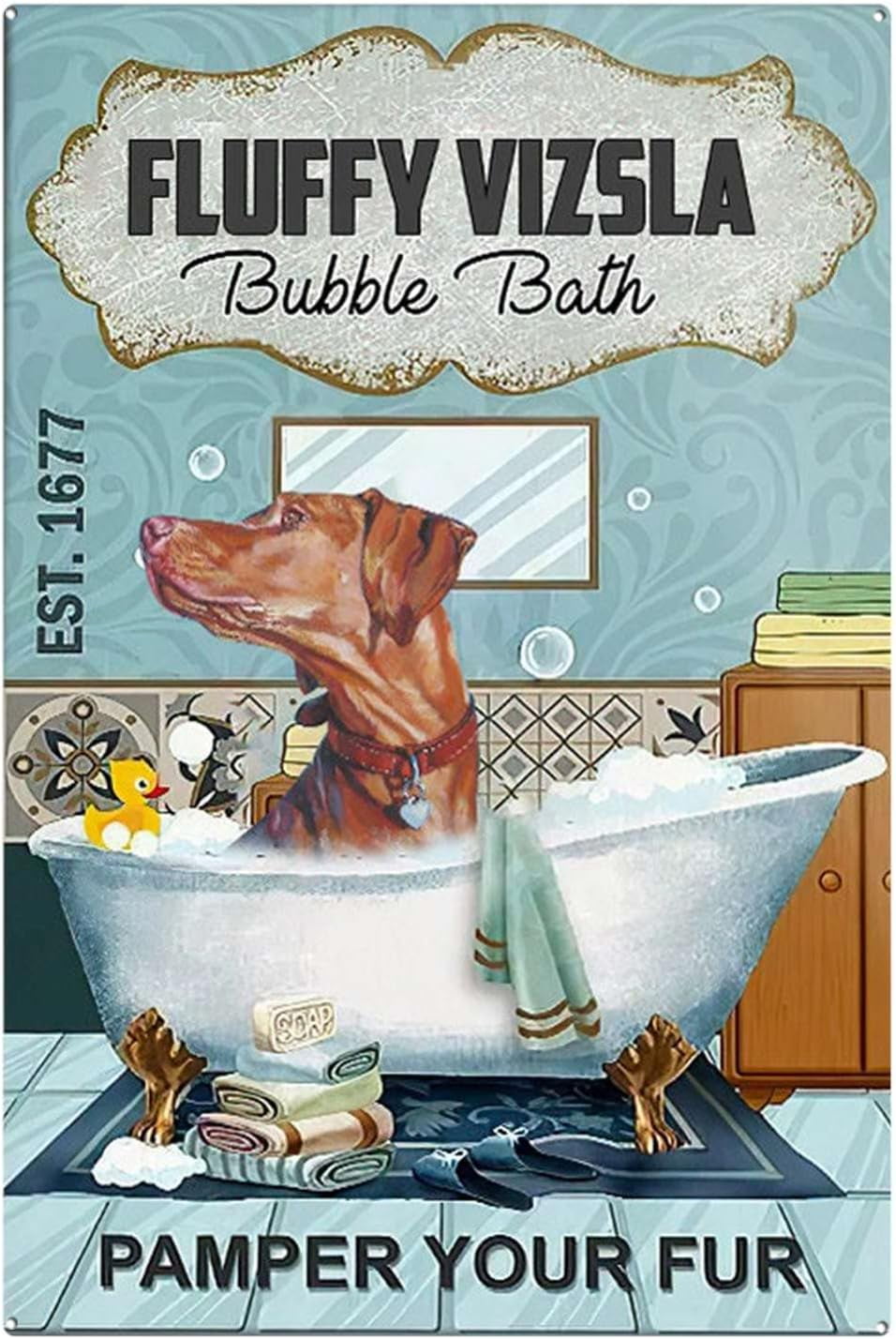 Tin Signs Vintage Bathroom Funny Fluffy Vizsla Bathroom Signs, Vizsla ...