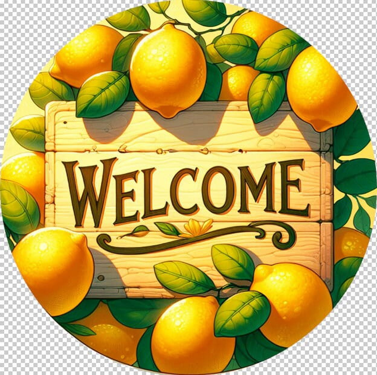 Tin Signs Welcome wreath sign, Lemon wreath sign, Fruit wreath sign ...