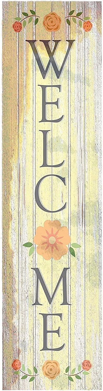 Tin Signs Yellow Flower Welcome Vertical Metal Sign Plaque Sign Home ...