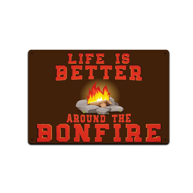 Tin Signs for Backyard Patio Décor Metal Sign for Camp Fire Bonfire ...