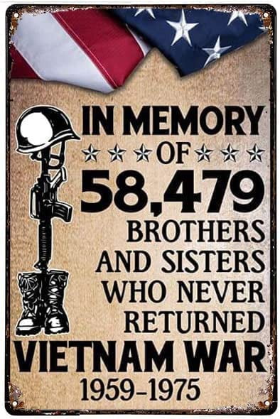 Tin Signs for Man Cave Metal Vietnam Veterans in Memory of 58479 ...