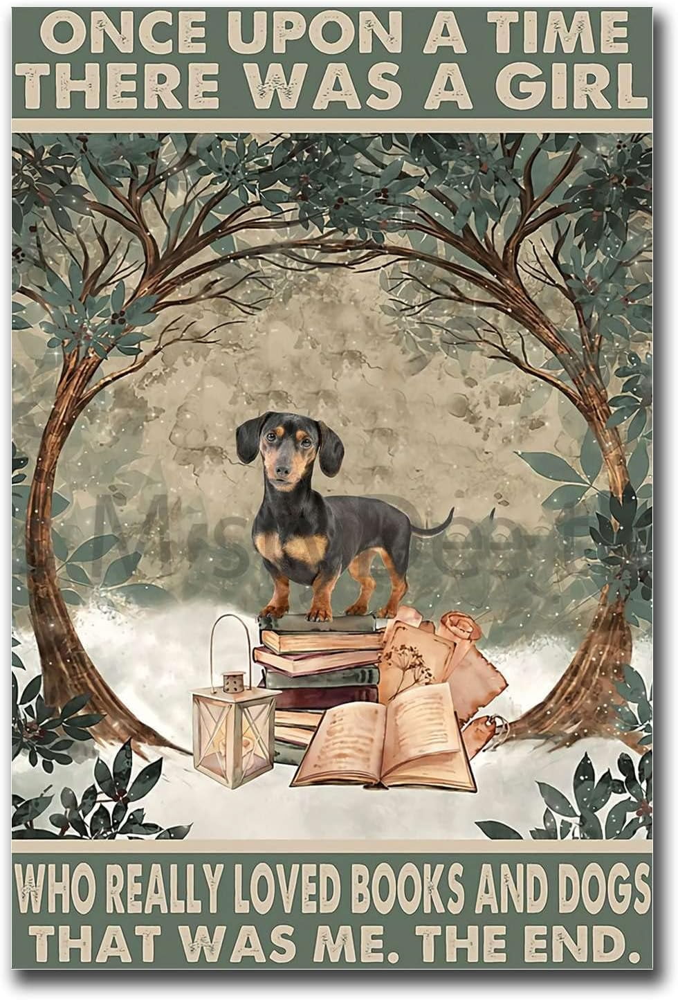 Tin Signs for Women Once Upon a Time There was a Girl Who Really Loved Dogs And Books Metal Sign ...