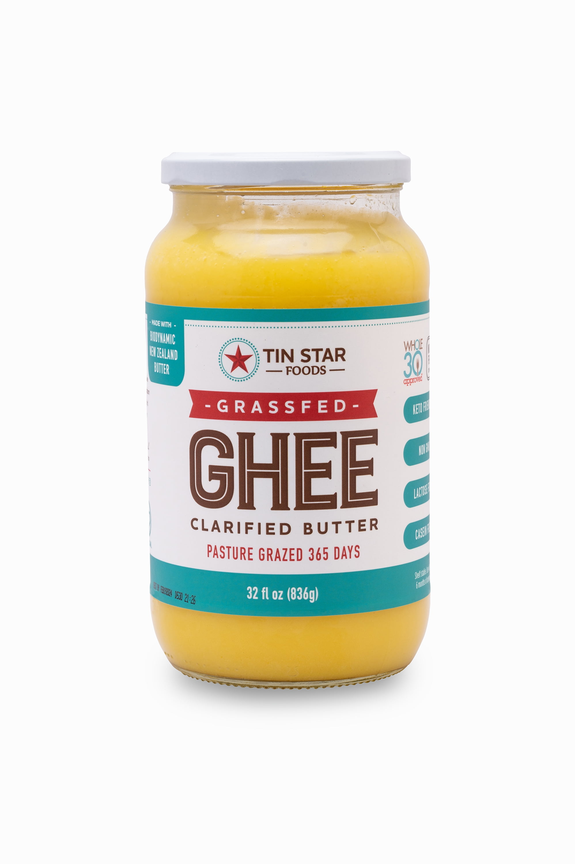 Tin Star Grassfed Pure Ghee, New Zealand Clarified Butter, 32 Oz ...