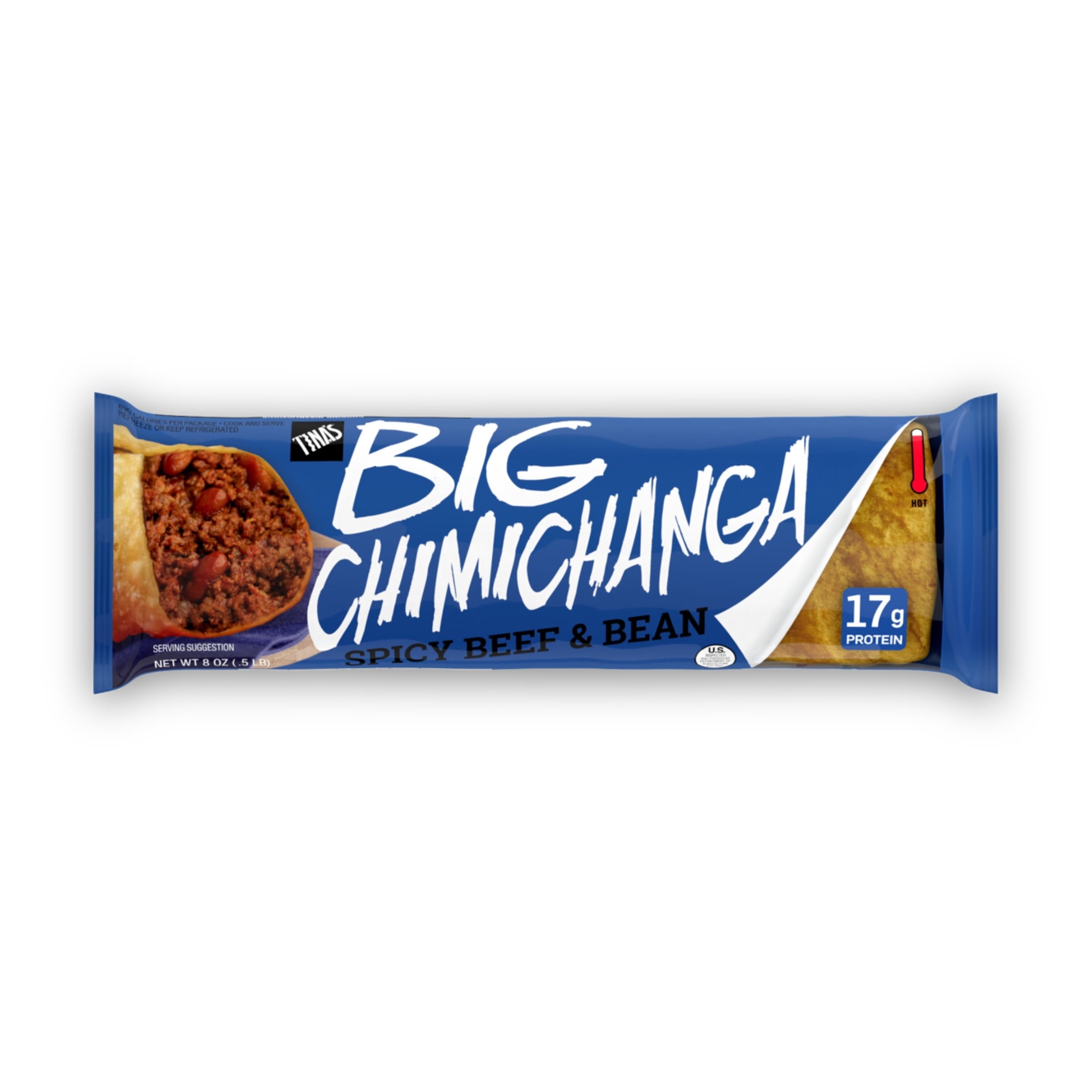 Tina's Big Chimichanga Spicy Beef & Bean, Packaged Burrito, 8 oz, 1 ...