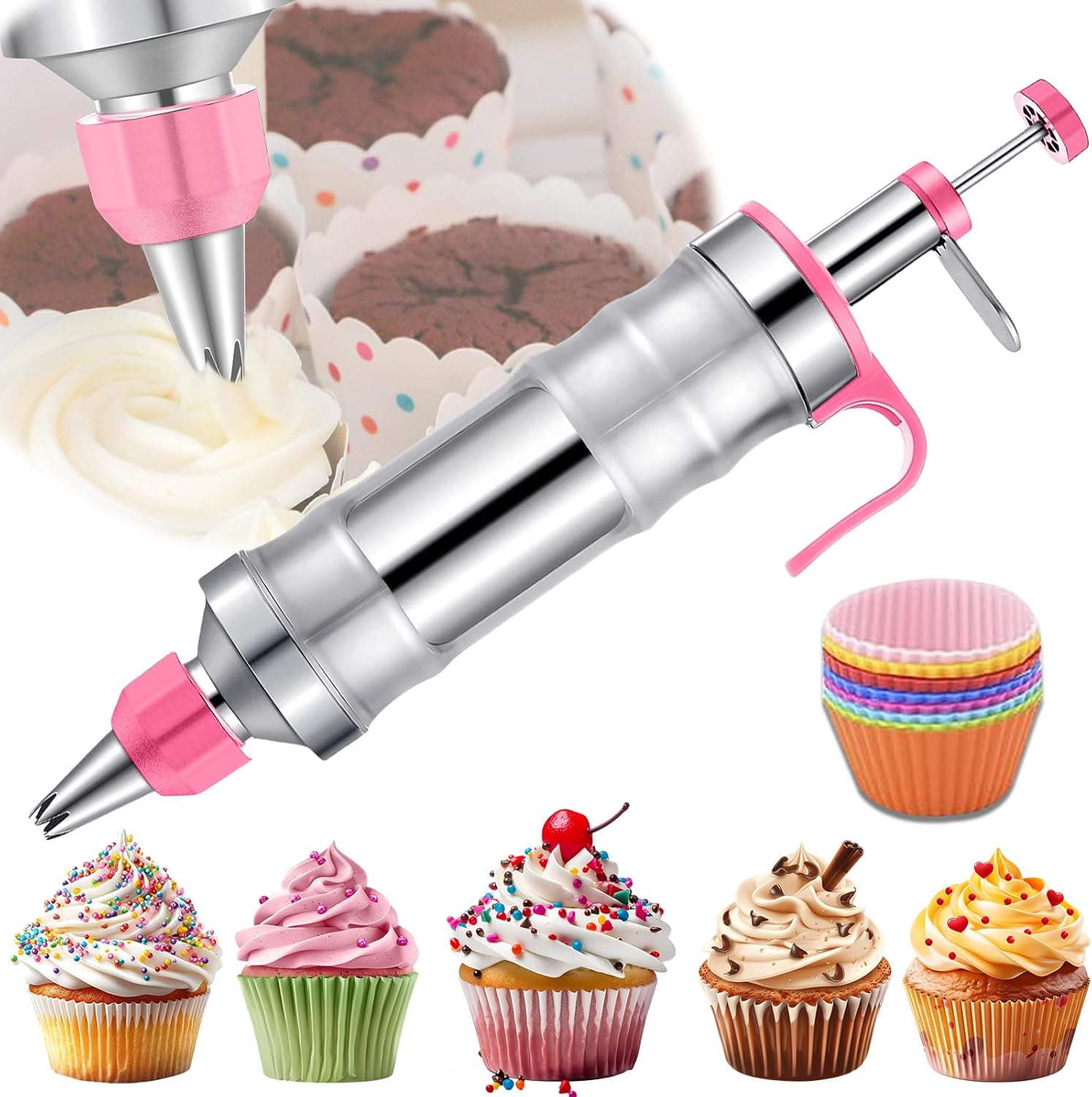 Tinea Dessert Decorating Syringe Set, Frosting Piping Kit Stainless ...