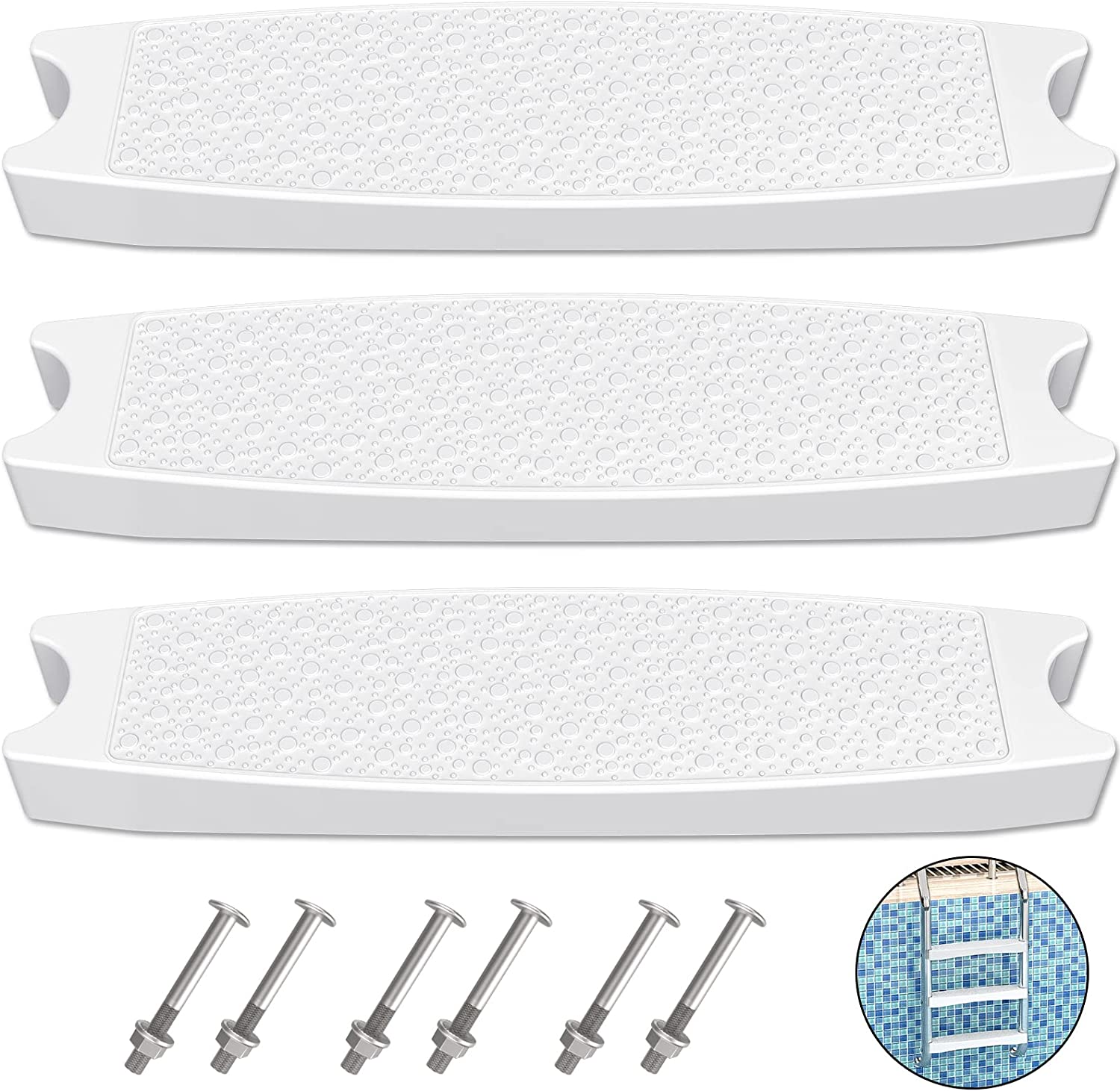Tinea Pool Ladder Steps Replacement, (3-Pack) 18" Universal Heavy-Duty ...