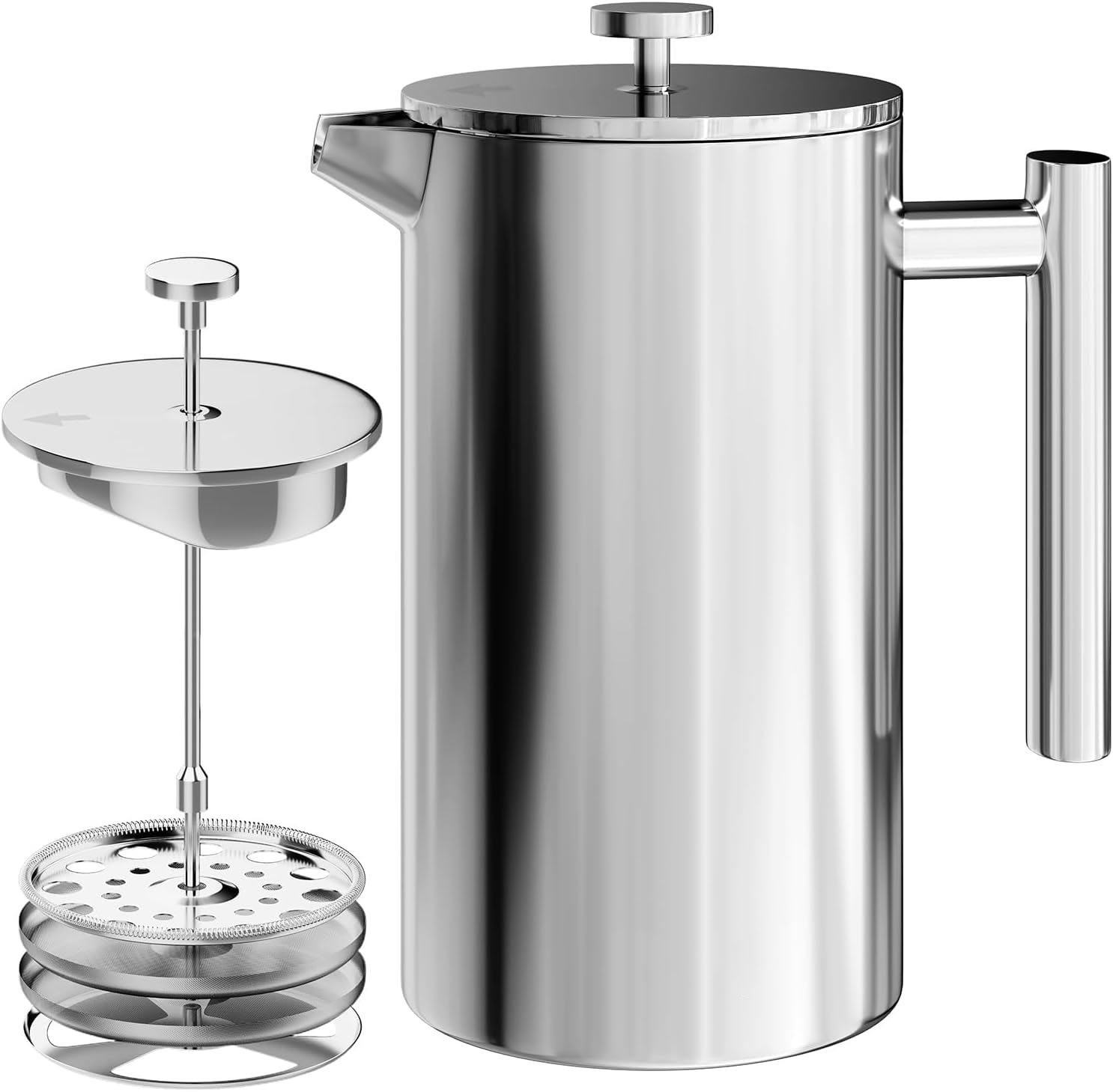 TineaLiving French Press Coffee Maker 34oz, Stainless Steel French ...