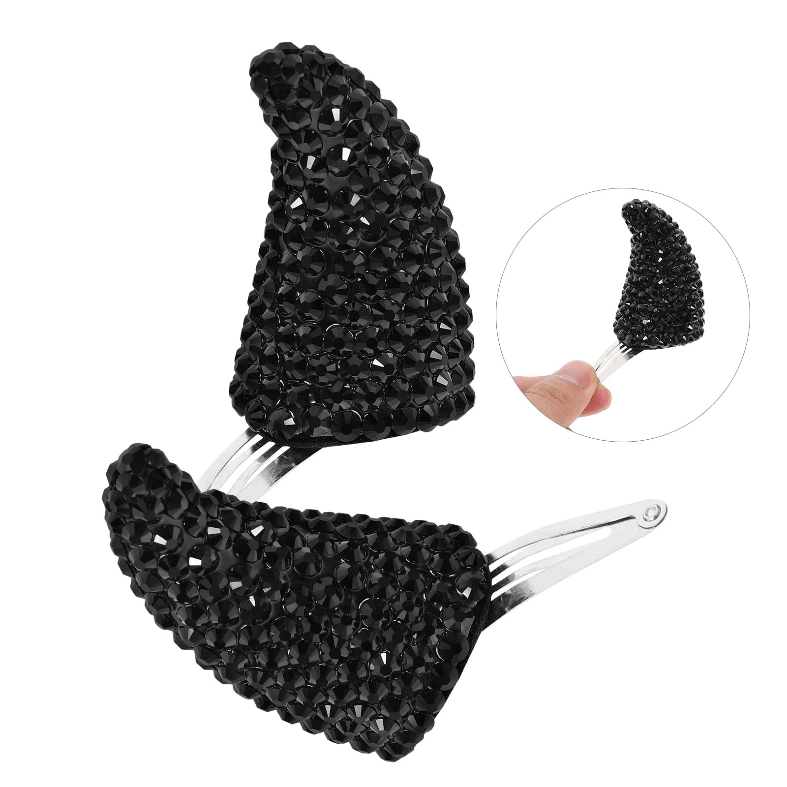 Tineasur 1 Pair Horn Style Hairpin Black Stainless Steel Hair Accessory ...