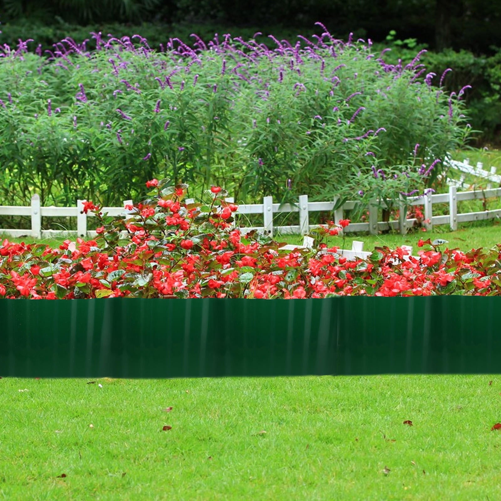 Tineasur Wave Shape Green Plastic Garden Fence Border for Lawn Edging ...
