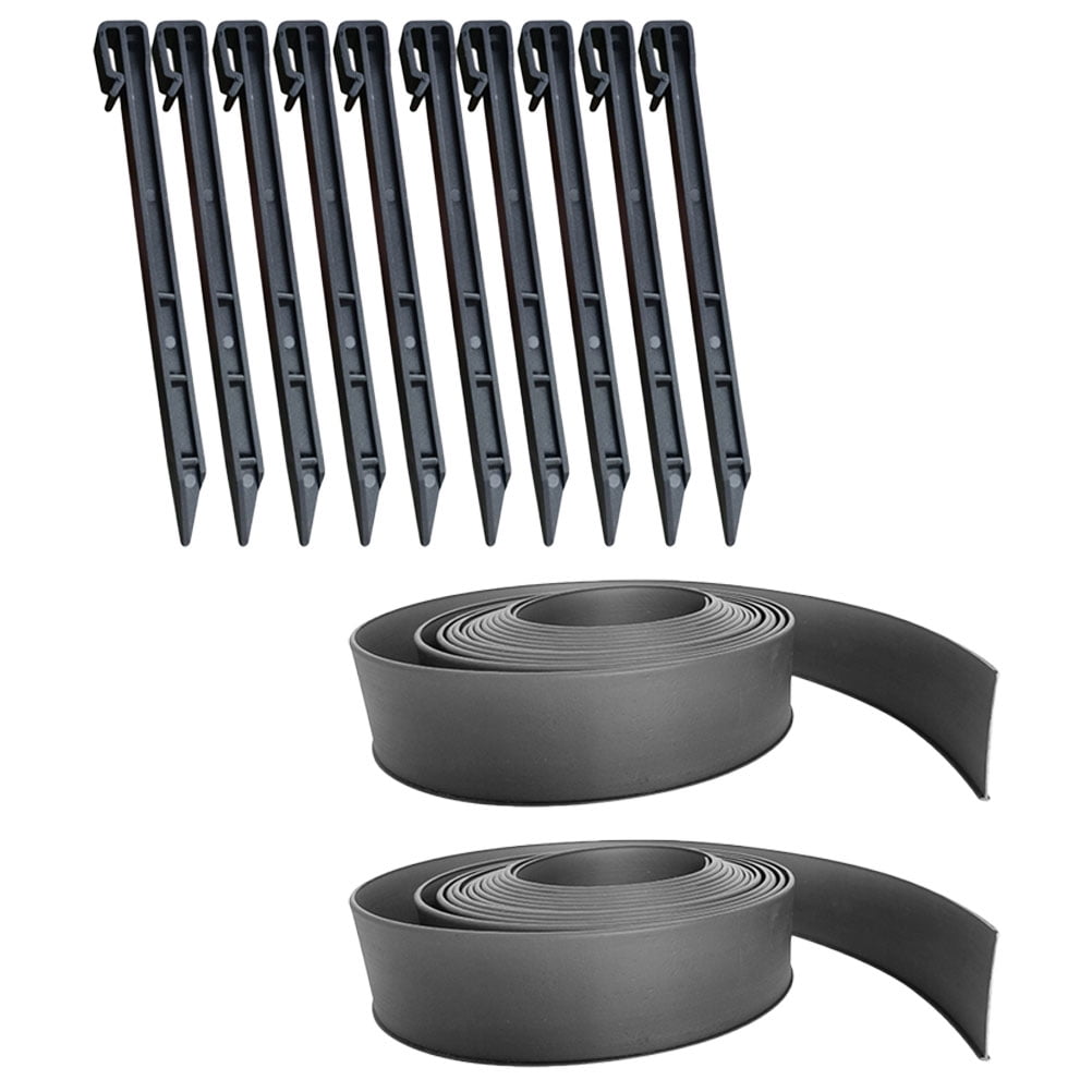 Tineasur 1 Set Flexible Black PE L Shaped Edging for Garden Landscaping ...